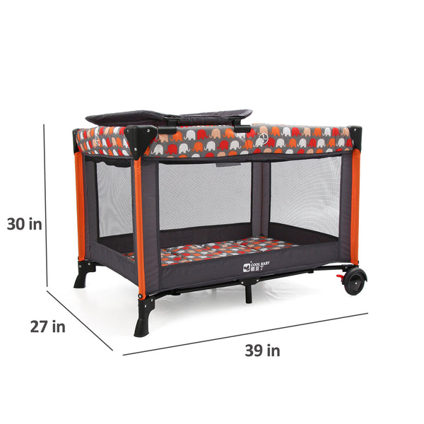 Cool Baby Playpen with Changing Table, Mattress & Carry Bag, Orange in ...
