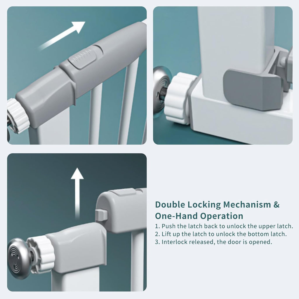 Indoor Baby Safety Gate | l Extra Wide Safety Gate | Dual-Lock Safety ...